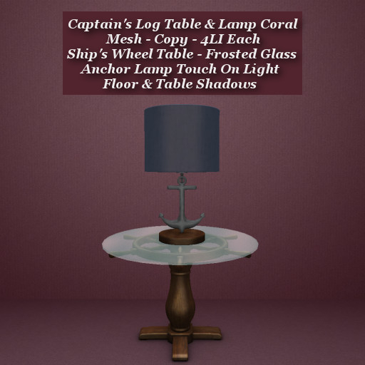 Second Life Marketplace - Captain's Log Table & Lamp Coral1
